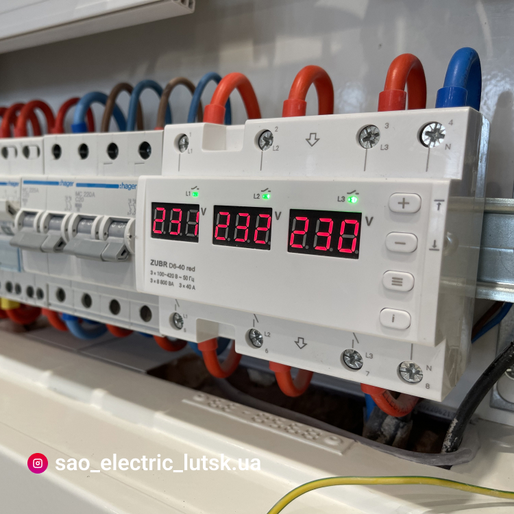 Реле напруги ZUBR D6-63 red | ds-electronics.com.ua